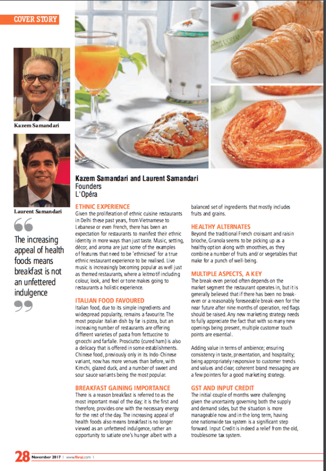 L’Opéra Cover Story – FHRAI Magazine – L'Opéra India
